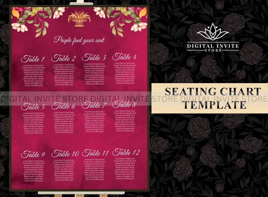 Indian Welcome Decor Sign Wedding Seating as Reception Seating Chart ...