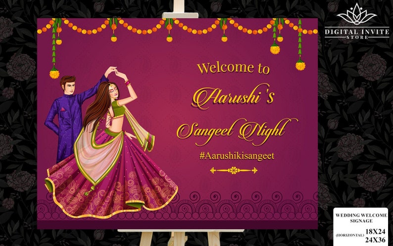 Sangeet Ceremony Welcome Sign Sangeet Night Signages Indian - Etsy