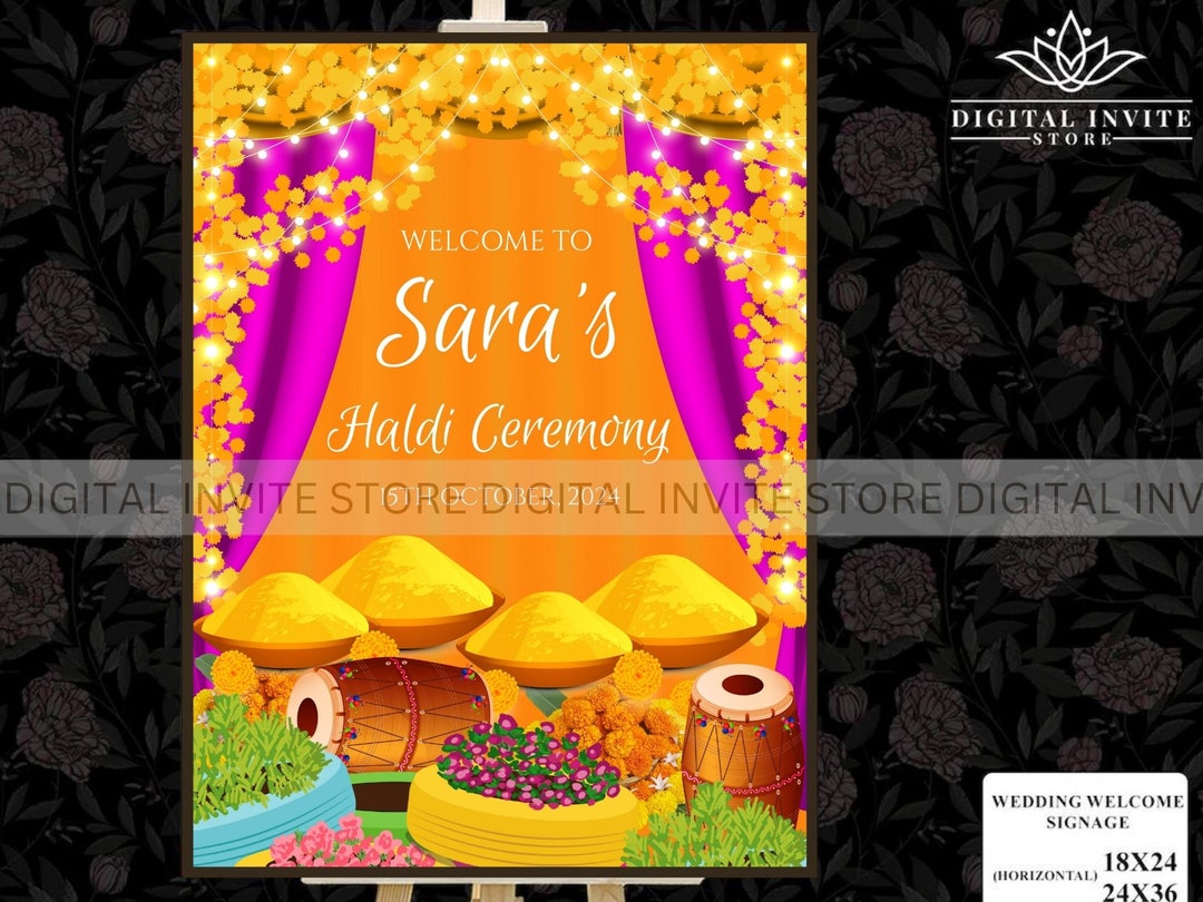 Haldi Welcome Signages, Haldi Ceremony Signs & Pithi Signages, Indian ...