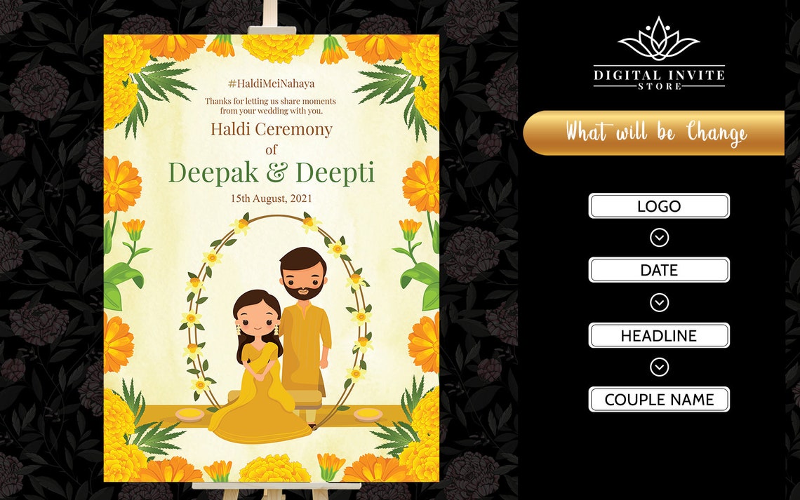 Haldi Welcome Signs & Haldi Signs Haldi Ceremony Signage | Etsy