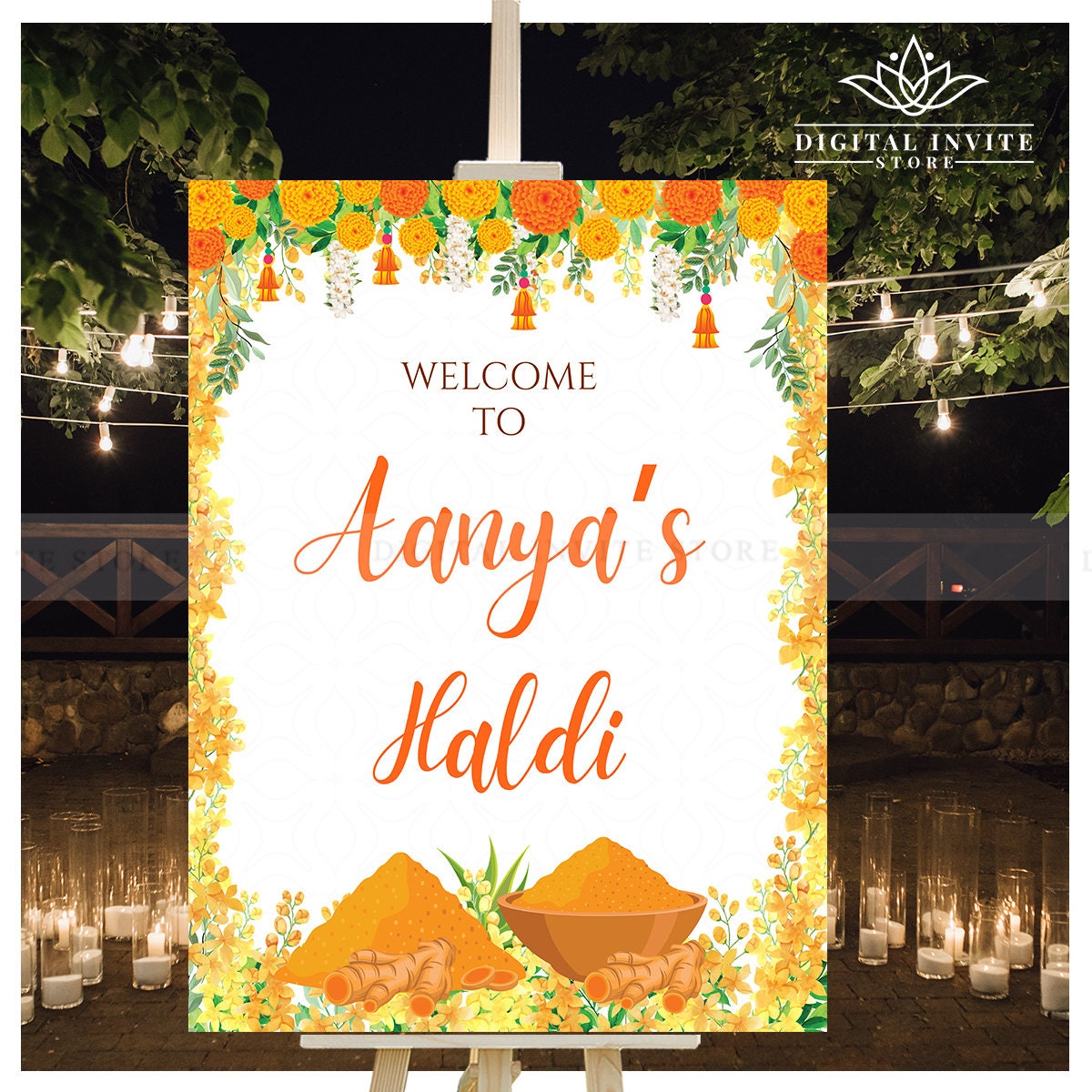 Haldi Floral Welcome Signages Indian Haldi Decor Entry Sign - Etsy