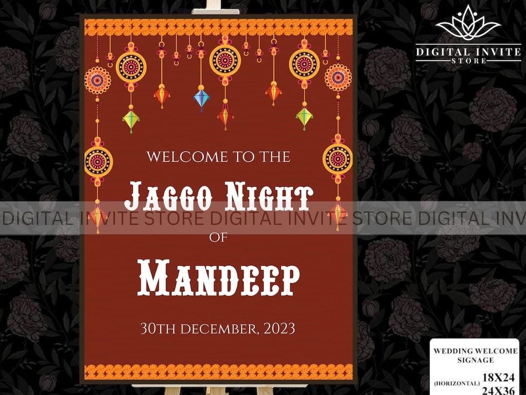 Punjabi Wedding Decor Jaggo Welcome Signage Board, Welcome to My Jaggo ...