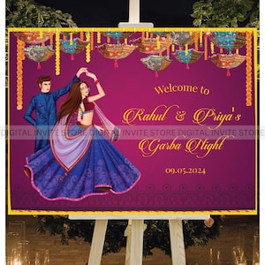 Garba Night Signages,indian Sangeet Decor Garba Sign Board,floral ...