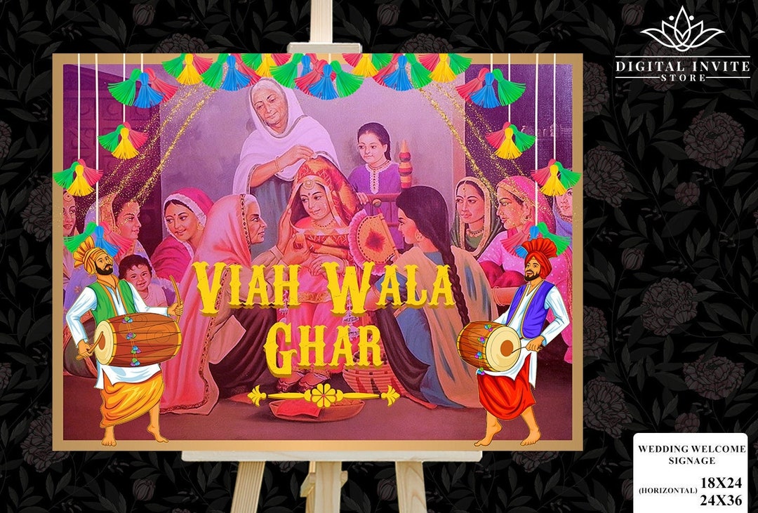 Punjabi Home Welcome Signs, Viah Wala Ghar Welcome Signs, Punjabi Decor ...
