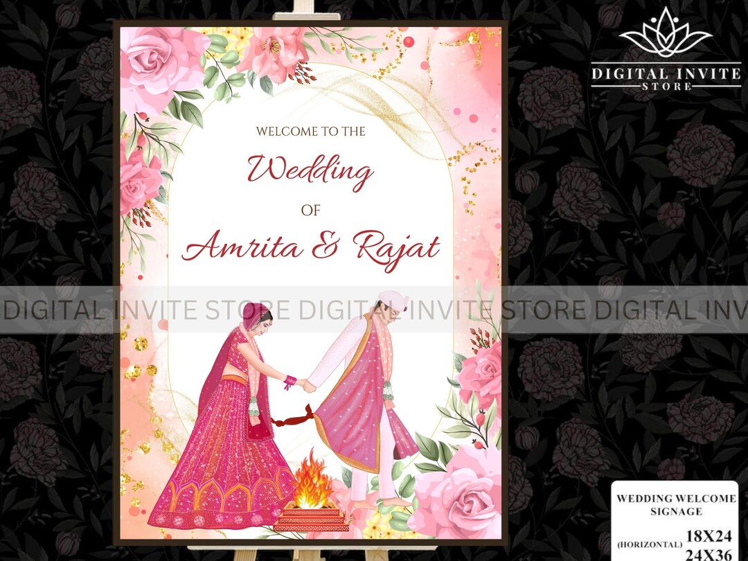 Buy Floral Mandap Wedding Signage, Phera Welcome Sign as Indian Wedding ...