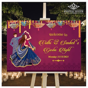 Garba Night Signages,indian Sangeet Decor Garba Sign Board,floral ...