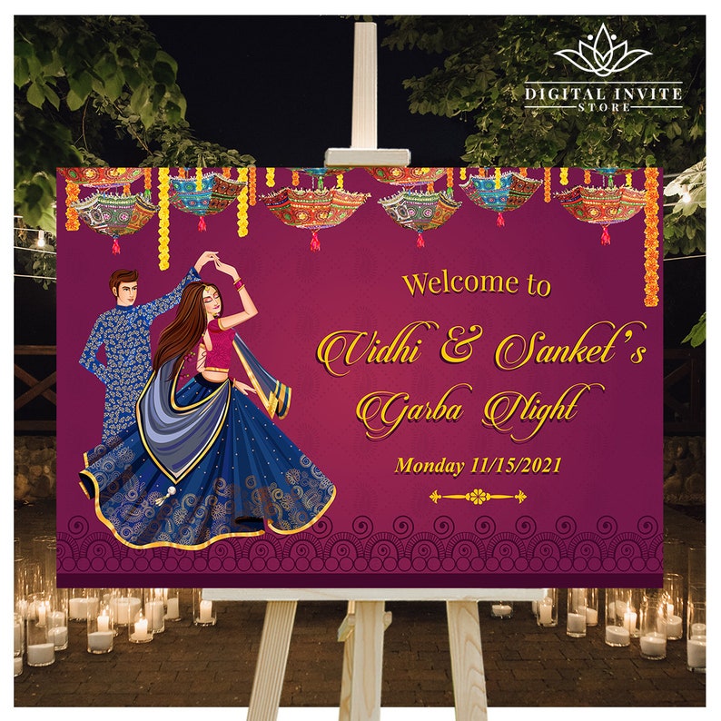 Garba Night Signagesindian Sangeet Decor Garba Sign | Etsy