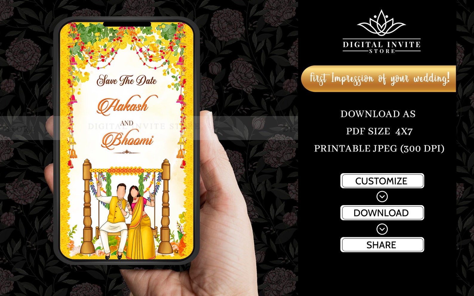 Haldi Party Invite Card Digital Haldi Save the Date - Etsy