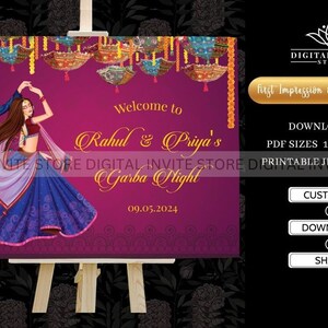 Garba Night Signages,indian Sangeet Decor Garba Sign Board,floral ...