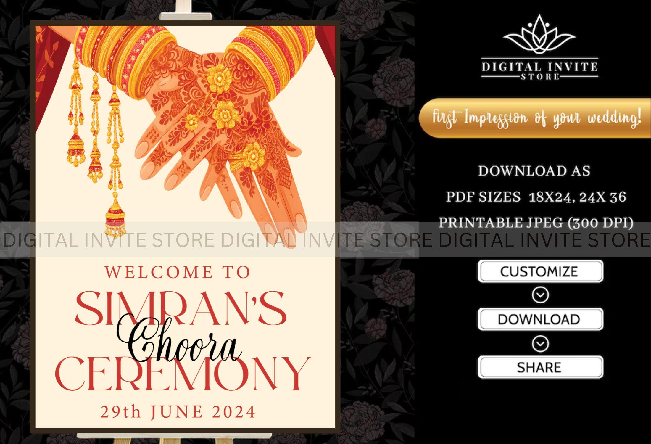 Punjabi Wedding Choora Signs & Choora Welcome Signs, Chooda Sign as ...