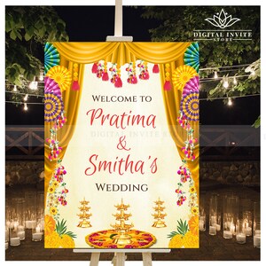 Buy Hindu Wedding Indian Couple Signage, Welcome Wedding Sign & Indian ...