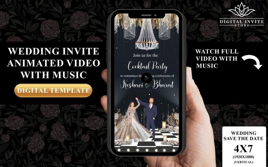 Cocktail Party Video Invite & Indian Engagement Invites, Engagement ...