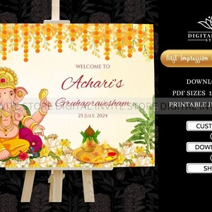 Ganesha Wedding Welcome Signs, Griha Pravesh Signs as Indian Home ...