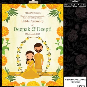 Haldi Welcome Signs & Haldi Signs, Haldi Ceremony Signage Couple for ...