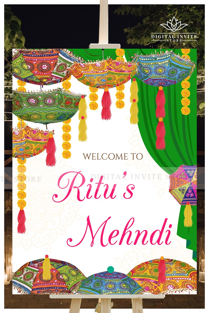 Mehendi Welcome Signage Board Mehndi Signs Umbrella Desi - Etsy