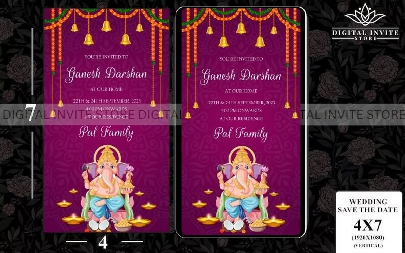 Ganesh Chaturthi Invitation Ganesh Darshan Card, Ganesha Invitations as ...