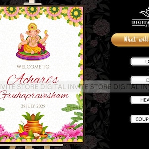 Indian Housewarming Banner, Ganesh Pooja Signs, Housewarming Board as ...