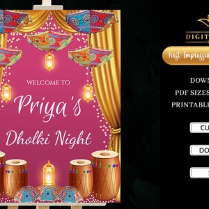 Pakistani Dholki Signs With Umbrella Theme, Muslim Dholak Night Sign ...