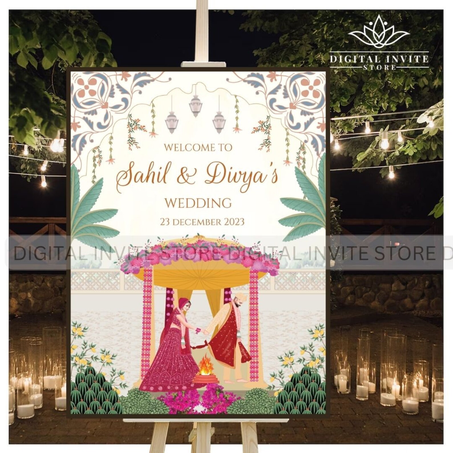 Floral Mandap Wedding Signs, Phera Welcome Signages, Indian Wedding ...