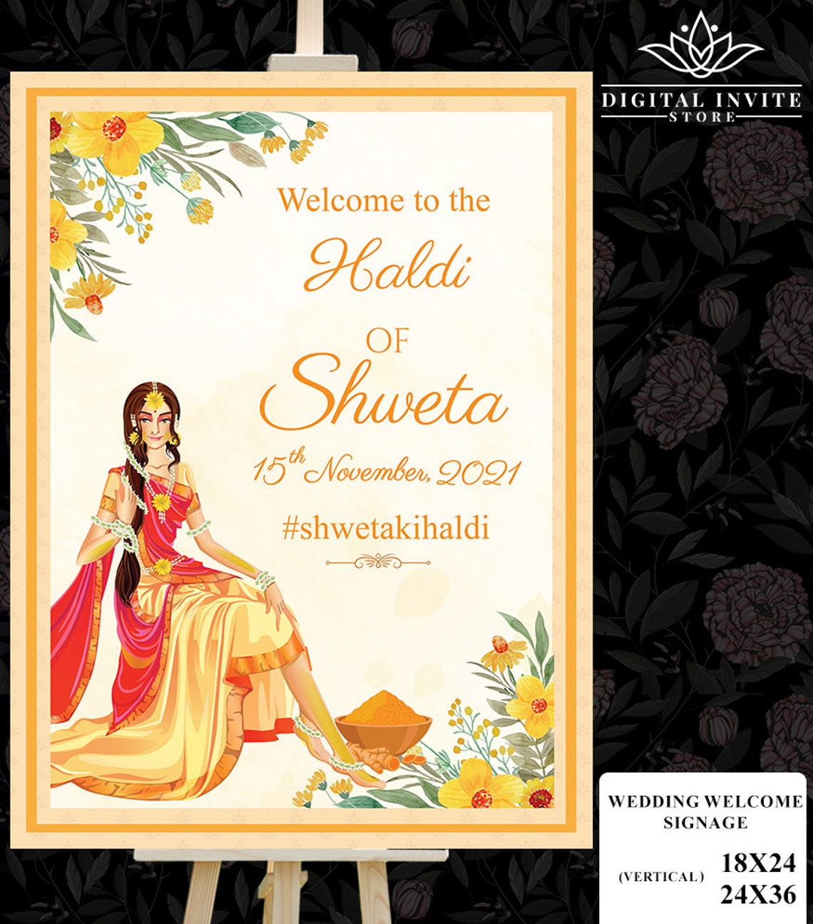 Haldi Signs Indian Haldi Floral Welcome Signage Indian Haldi | Etsy