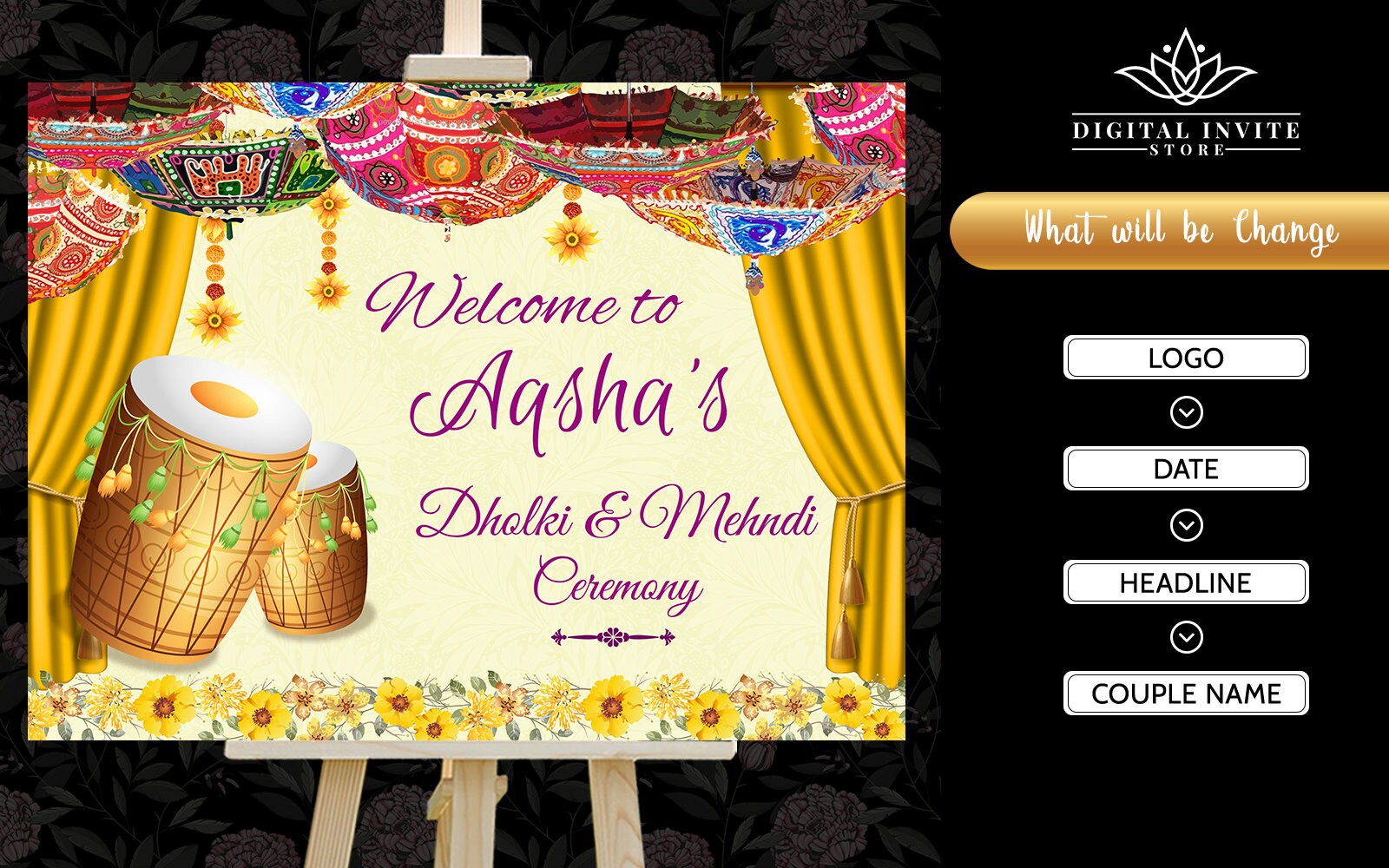 Pakistani Dholki Signs With Umbrella Theme Muslim Dholak - Etsy