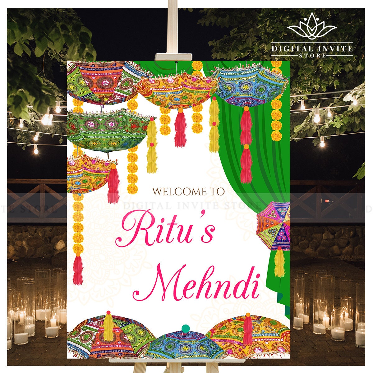 Mehendi Welcome Signage Board Mehndi Signs Umbrella Desi - Etsy