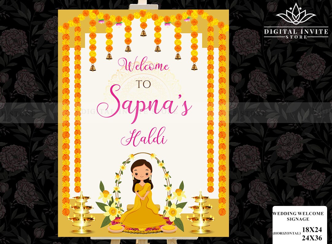Haldi Signage Board, Haldi Welcome Signage, Indian Haldi Decor Entry ...