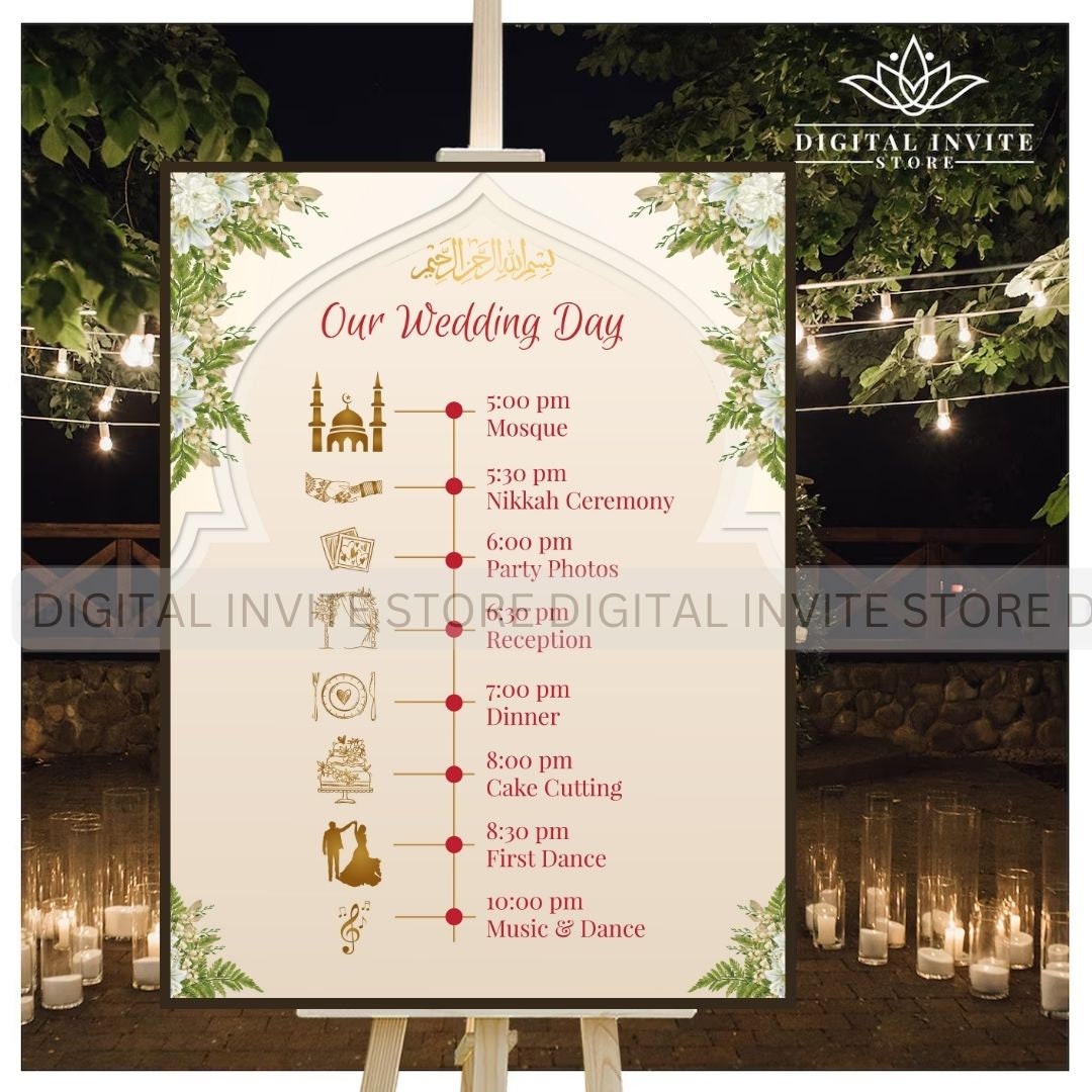 Muslim Wedding Program, Nikkah Timeline Poster, Nikkah Program & Nikkah ...