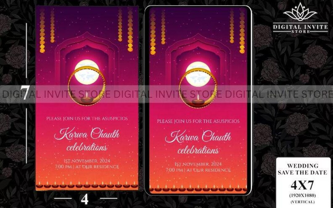 Digital Karva Chauth Invitations, Karwa Chauth Invites, Digital Karwa ...