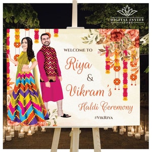 Haldi Signages as Haldi Portrait Welcome Signs, Haldi Ceremony Signs ...