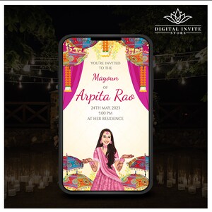 Digital Mehndi Save the Date Invitation, Maiyan Invitation Cards ...