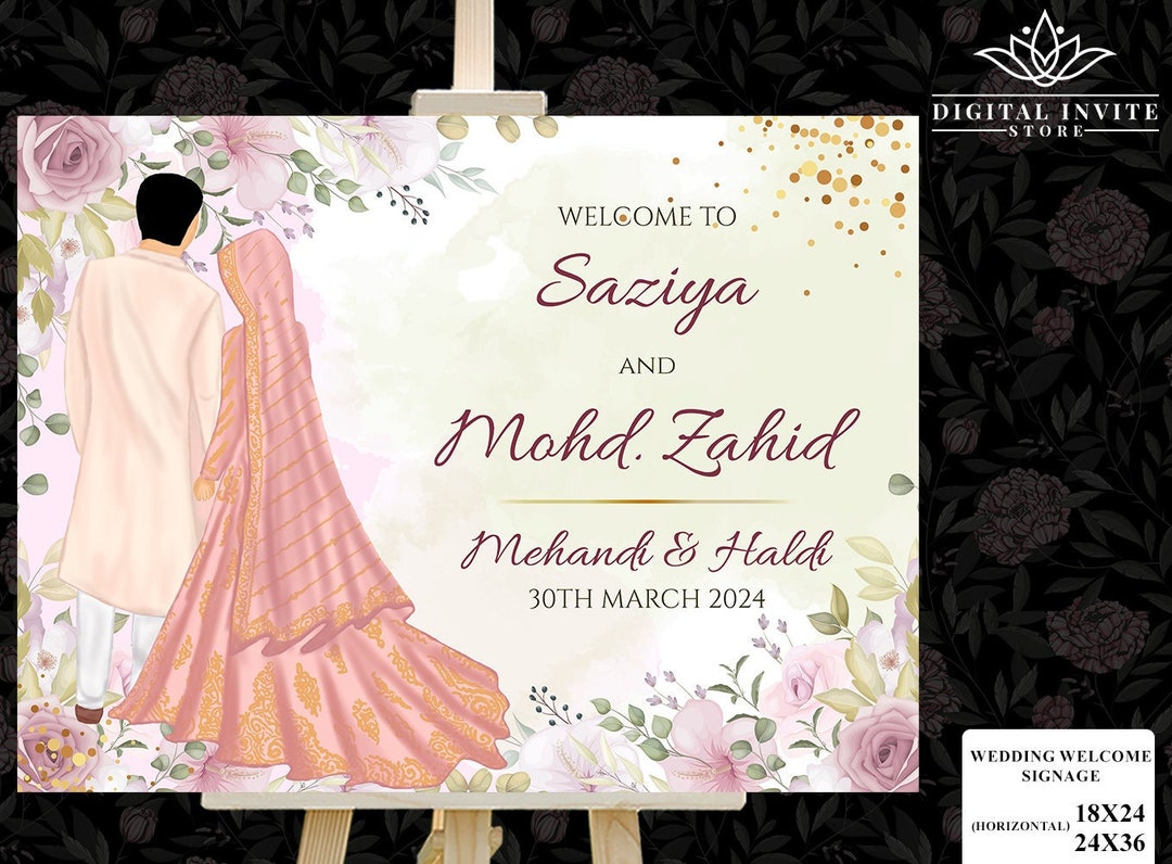 Custom Portrait Haldi and Mehndi Party Sign, Welcome to My Haldi and ...