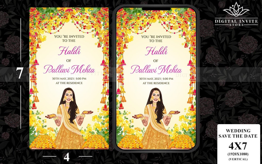 Haldi Invitation Cards, Haldi Party Invite Cards, Digital Haldi Save ...