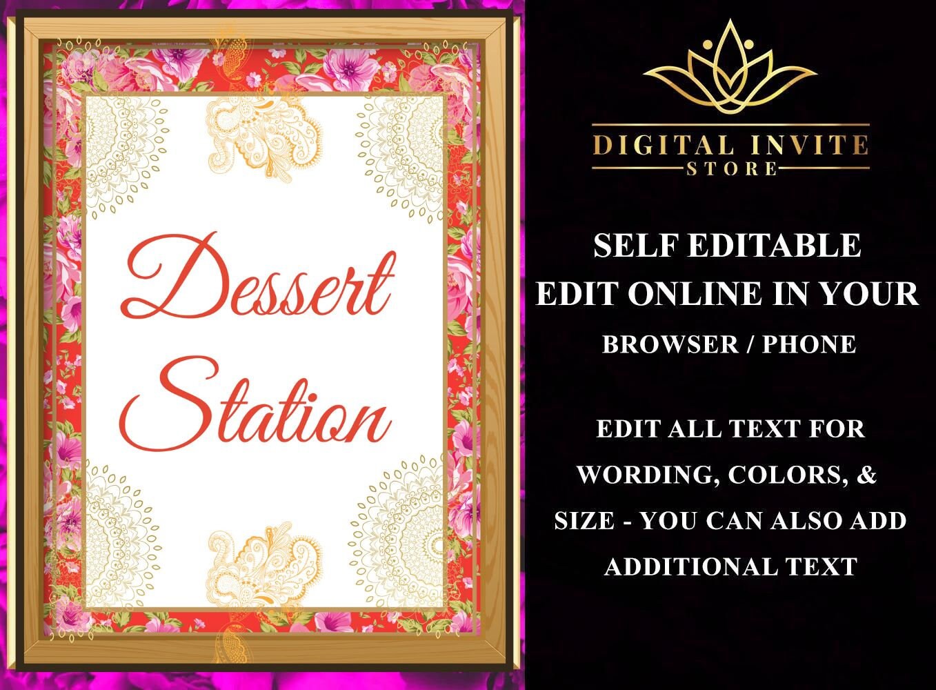 Dessert Station Signs, Desi Food Station Signs, Wedding Decor Indian ...