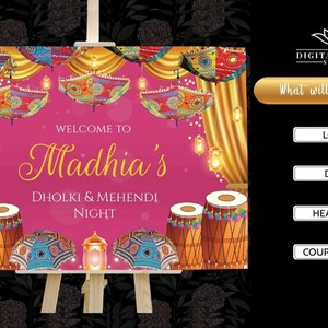 Pakistani Dholki Signs With Umbrella Theme, Muslim Dholak Night Signs ...