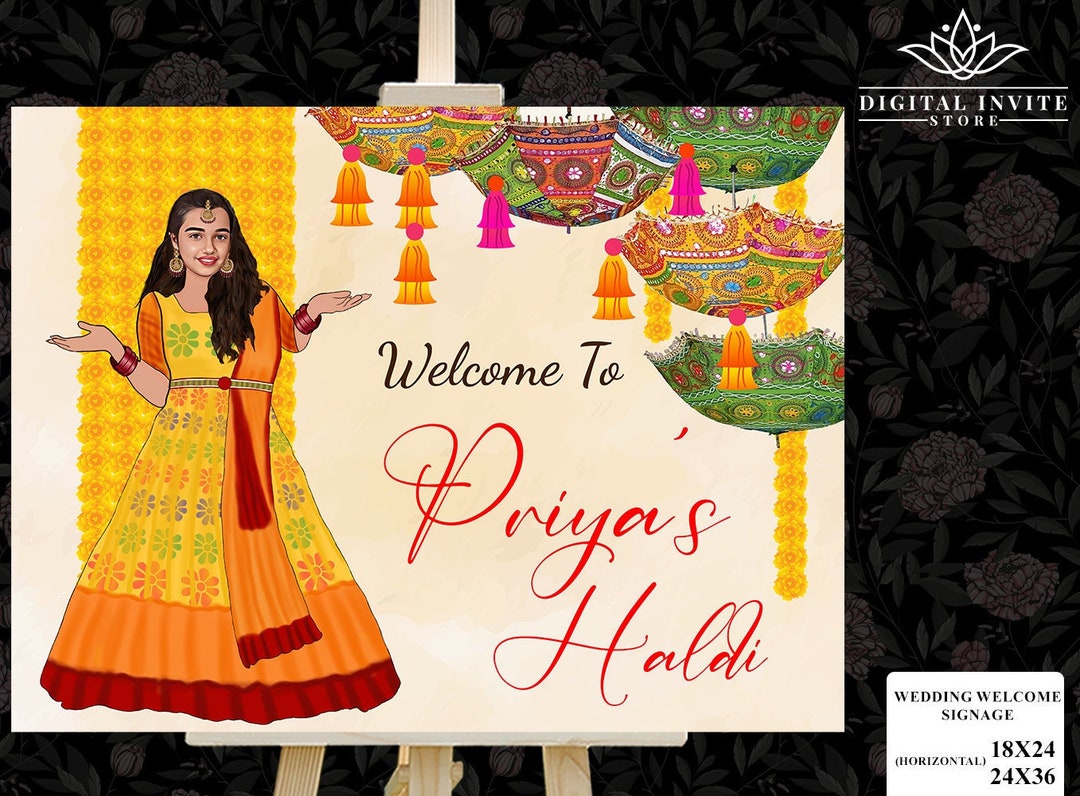 Haldi Signage Board, Bride's Haldi Welcome Signages, Indian Haldi Decor ...