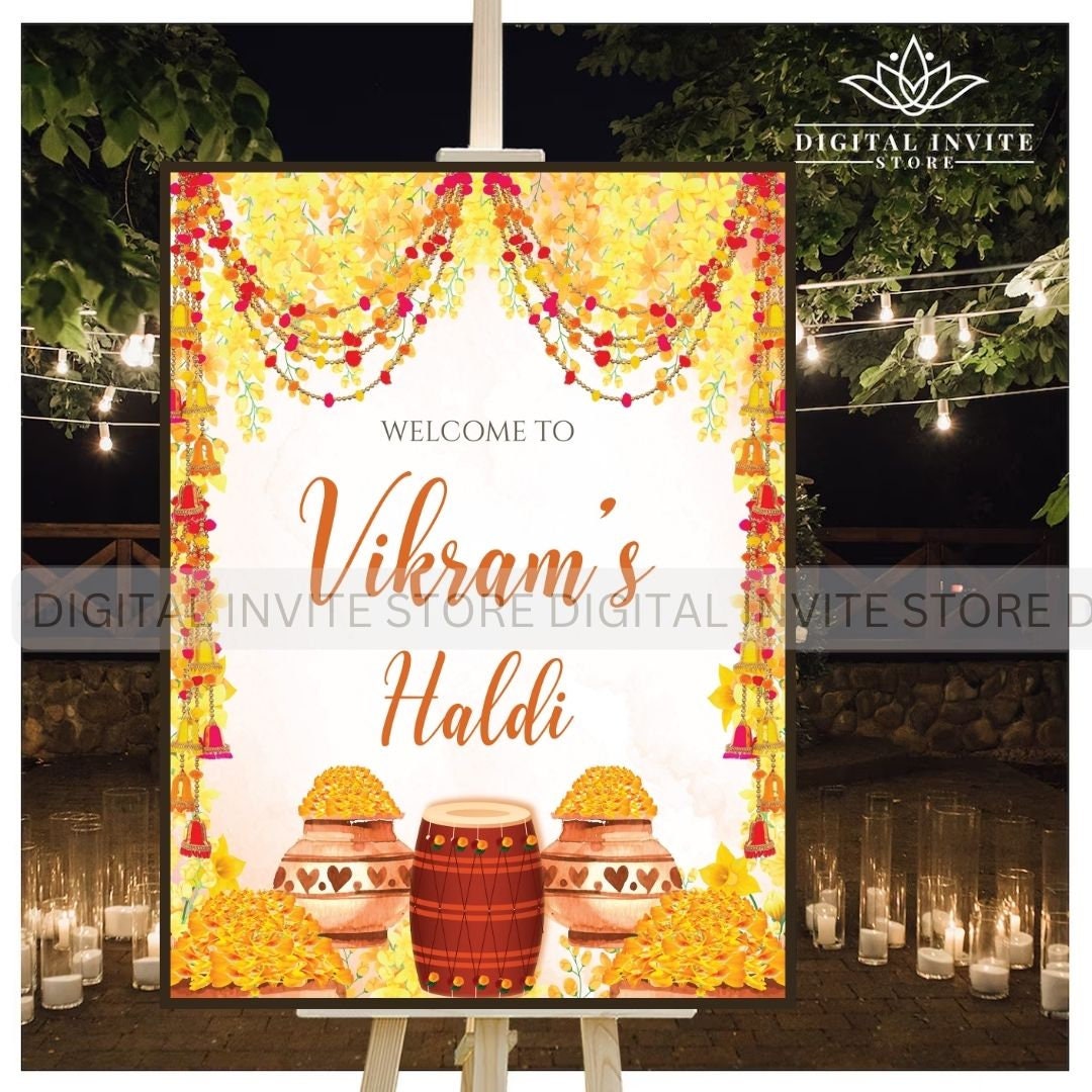 Haldi Ceremony Signs, Haldi Floral Welcome Signages, Indian Haldi Decor ...