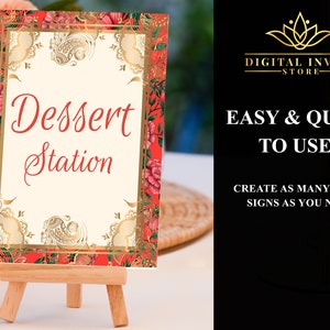 Dessert Station Signs, Desi Food Station Signs, Wedding Decor Indian ...