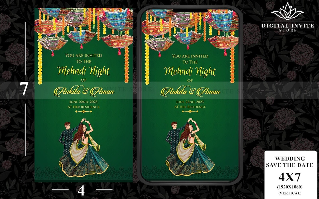 Henna Party Invites Mehndi Cards, Mehndi Night Invites & Digital Mehndi ...