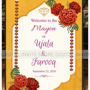 Mayon Signage Board, Maiyan Welcome Signage, Indian Haldi Decor Entry ...