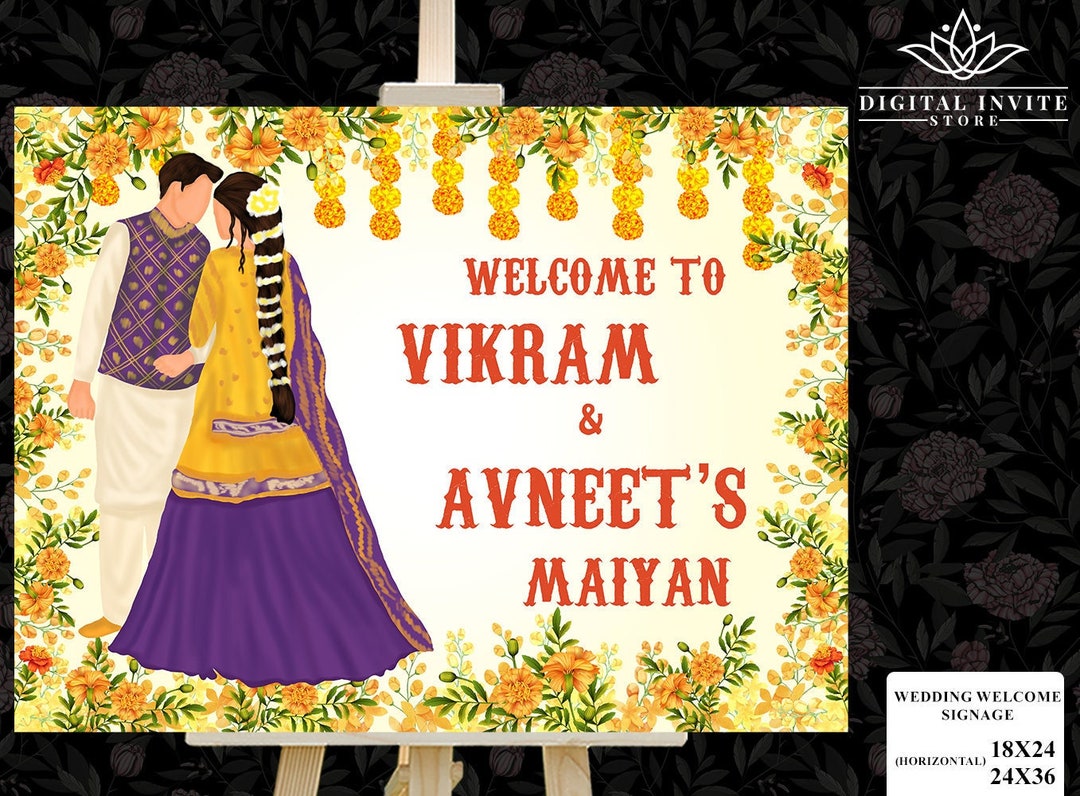 Maiyan Welcome Sign, Maiyaan Signage Board, Haldi Ceremony Welcome ...