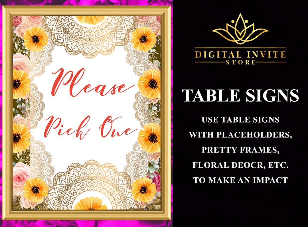 Please Pick One Indian Wedding Decor, Bangle Station Sign & Mehndi ...