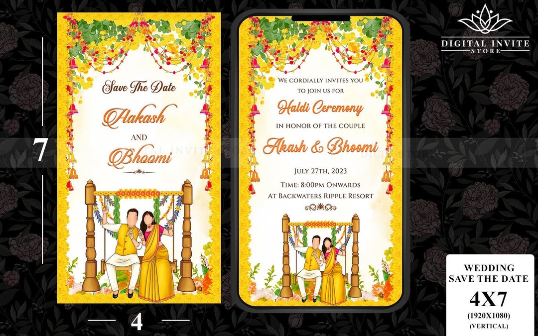 Haldi Party Invite Card, Digital Haldi Save the Date Electronic ...