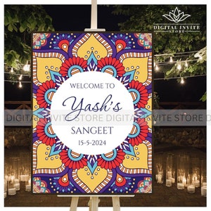 Sangeet Ceremony Welcome Signs, Mandala Theme Signs as Indian Sangeet ...