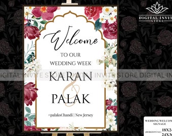 Indian Wedding Welcome Sign Chunni Welcome Sign Mehndi Welcome Signs ...