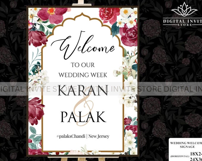 Indian Wedding Welcome Sign Chunni Welcome Sign Mehndi Welcome Signs ...