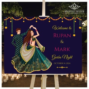 Garba Ceremony Welcome Signs, Garba Night Signages,indian Sangeet Decor ...