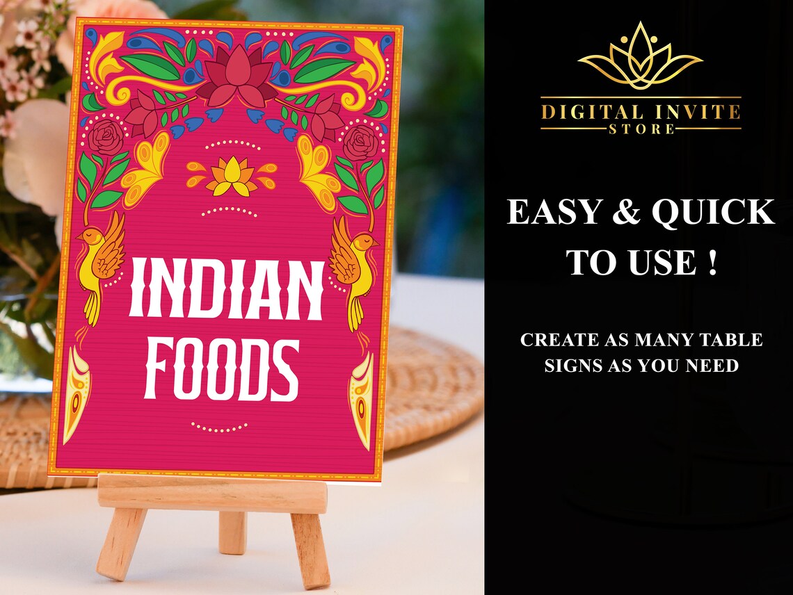 Wedding Food Stall Signs, Indian Wedding Decor, Indian Food Station ...