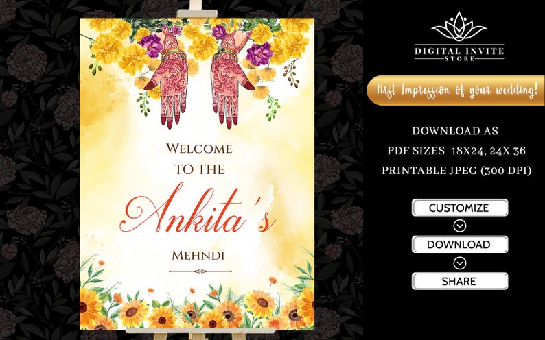 Hand Mehndi Design Signs Desi Decor Indian Decor Sign Mendhi - Etsy