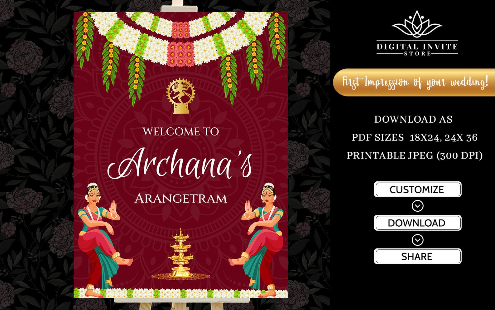 Classical Dance Recital Signage Welcome Arangetram Sign as - Etsy